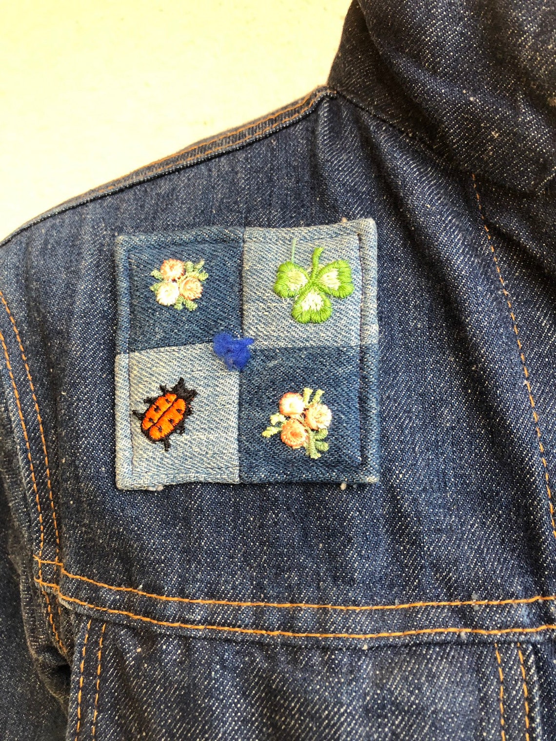 Levi's Denim Patch Jacket Vintage 80s Patchwork Appliqued "ford" Dark ...