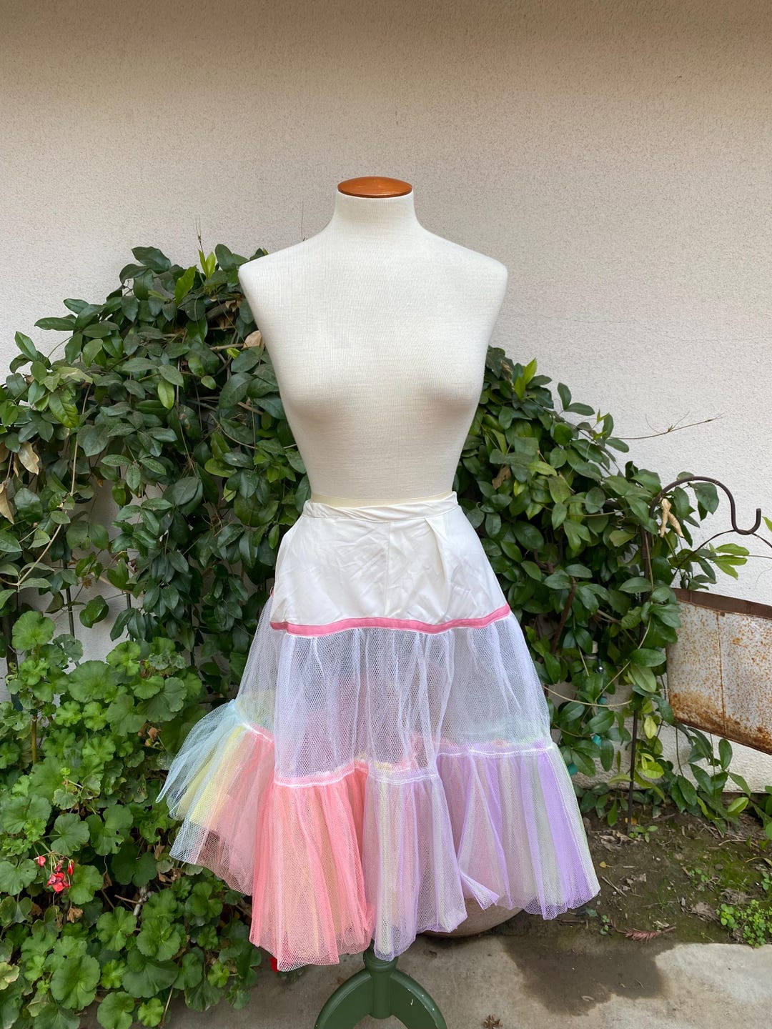 Vintage 60s Rainbow Petticoat Square Dancing Skirt Tutu Crinoline ...