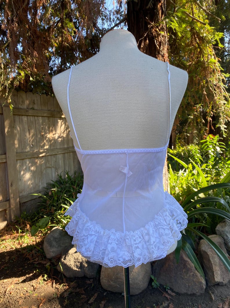 Vintage "red Heart" Sheer Lace Teddy Lingerie With Tie Front Negligee ...