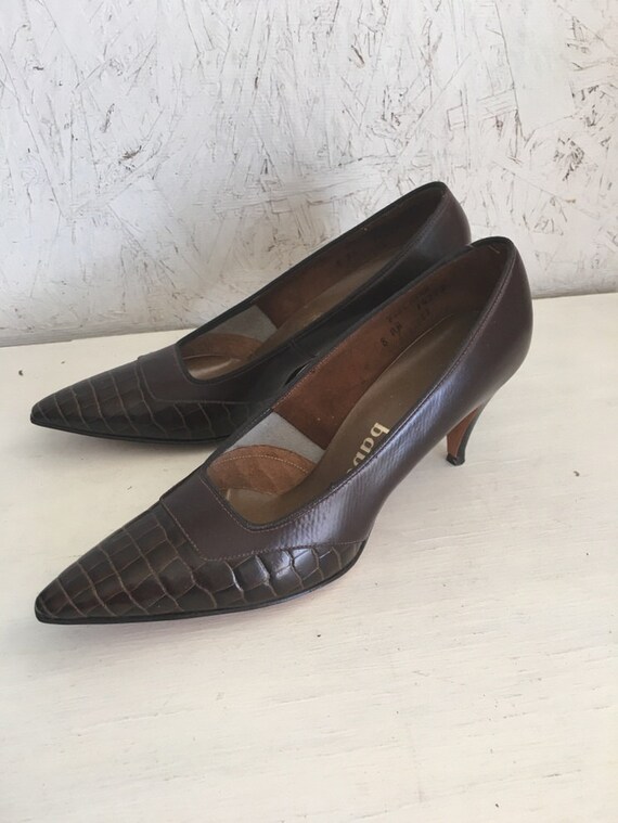 Vintage High Heels, 60s Brown Calf Leather High Heels… - Gem