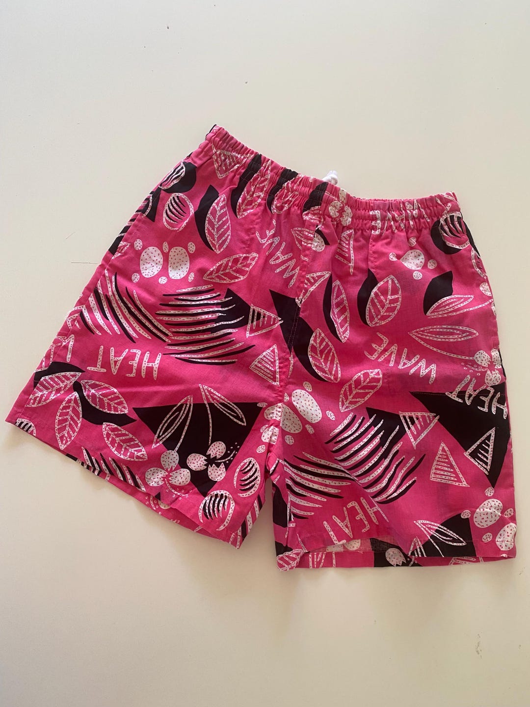 Vintage Deadstock 90s "heat Wave" Surf Shorts Pink Abstract Swim Shorts ...