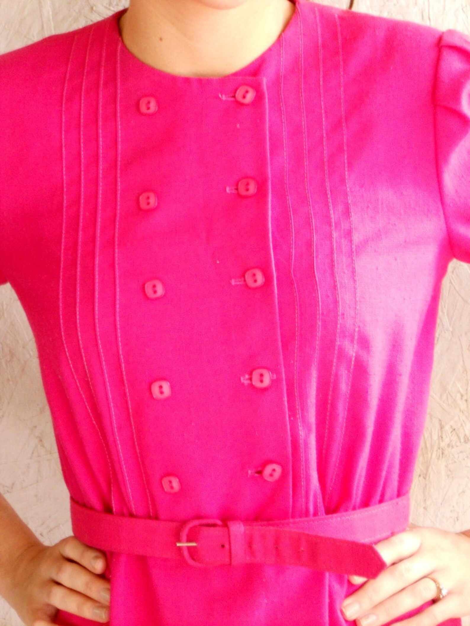 80s Raspberry Pintuck Dress, Double Breasted Vintage Sundress (S-M) - Etsy