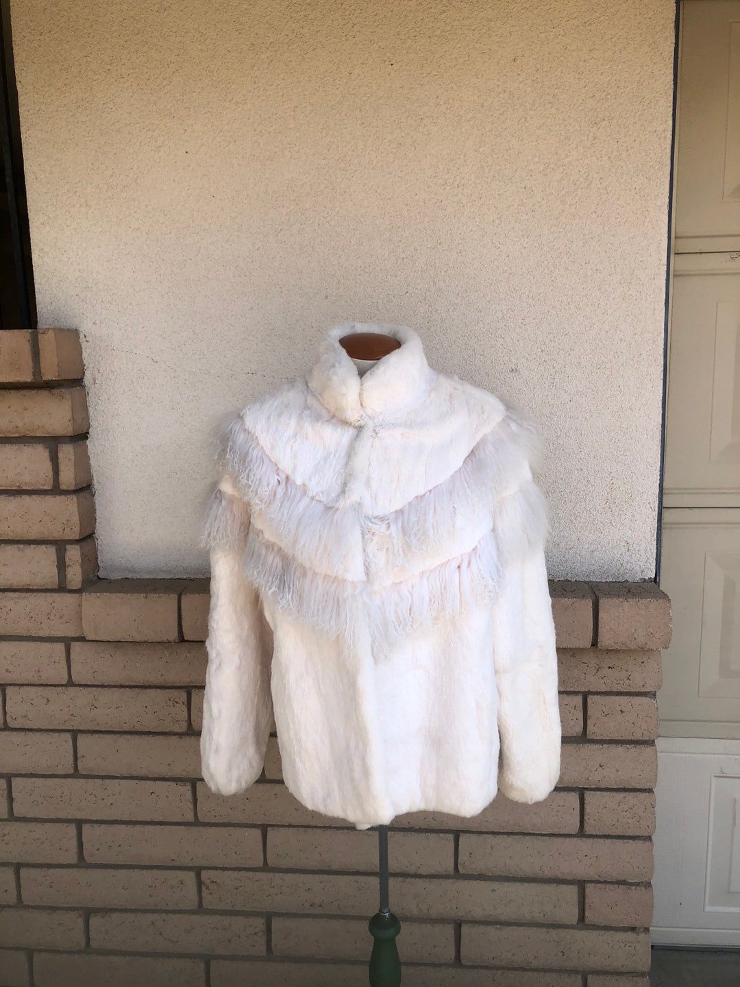 Vintage 70s Boho Tibetan Lamb + Rabbit Fur Coat Shaggy Jacket Original ...