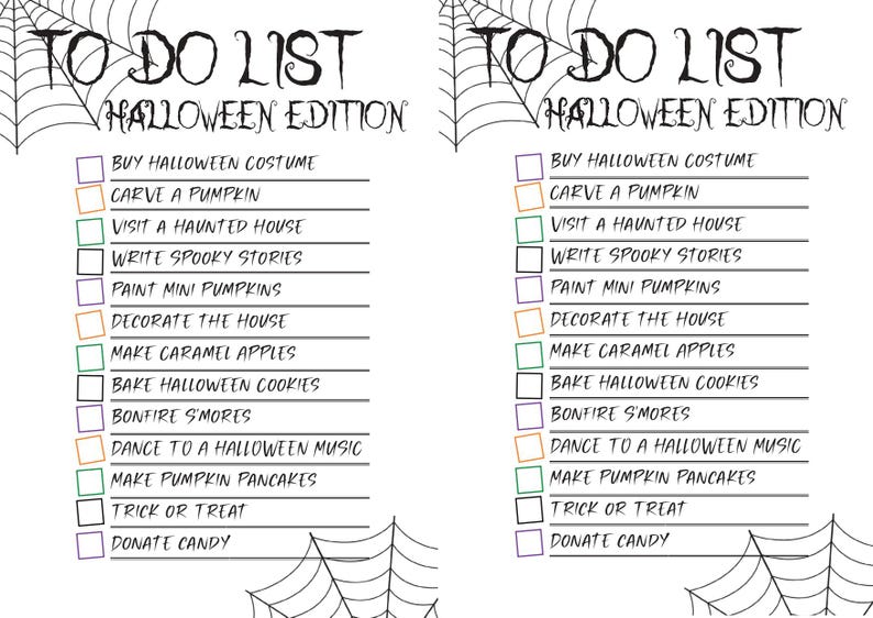 Halloween To-do List Printable Spooky Checklist Halloween Planner Page ...