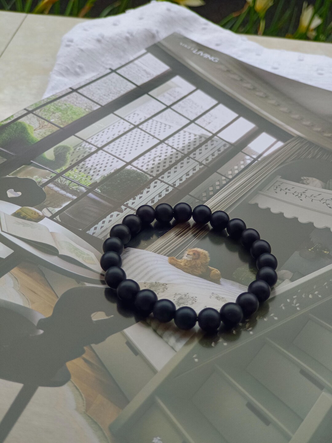 Matte Black Onyx Bracelet - Minimalist Stacking Jewelry, Unisex - Etsy