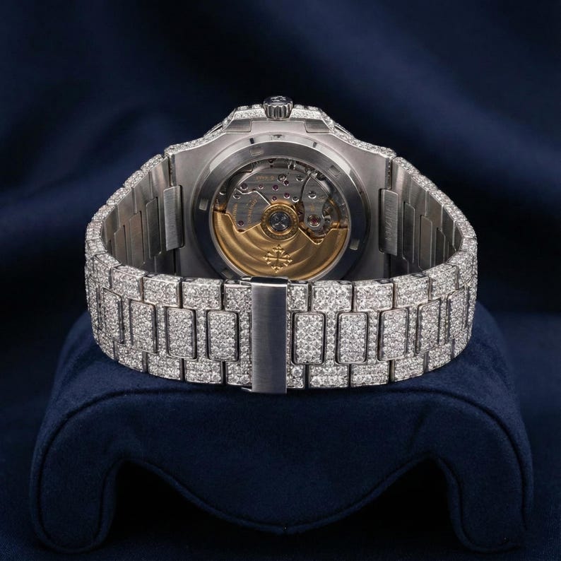 Iced Out Custom VVV Moissanite Men’s Party Wear Watch Fully Automatic ...