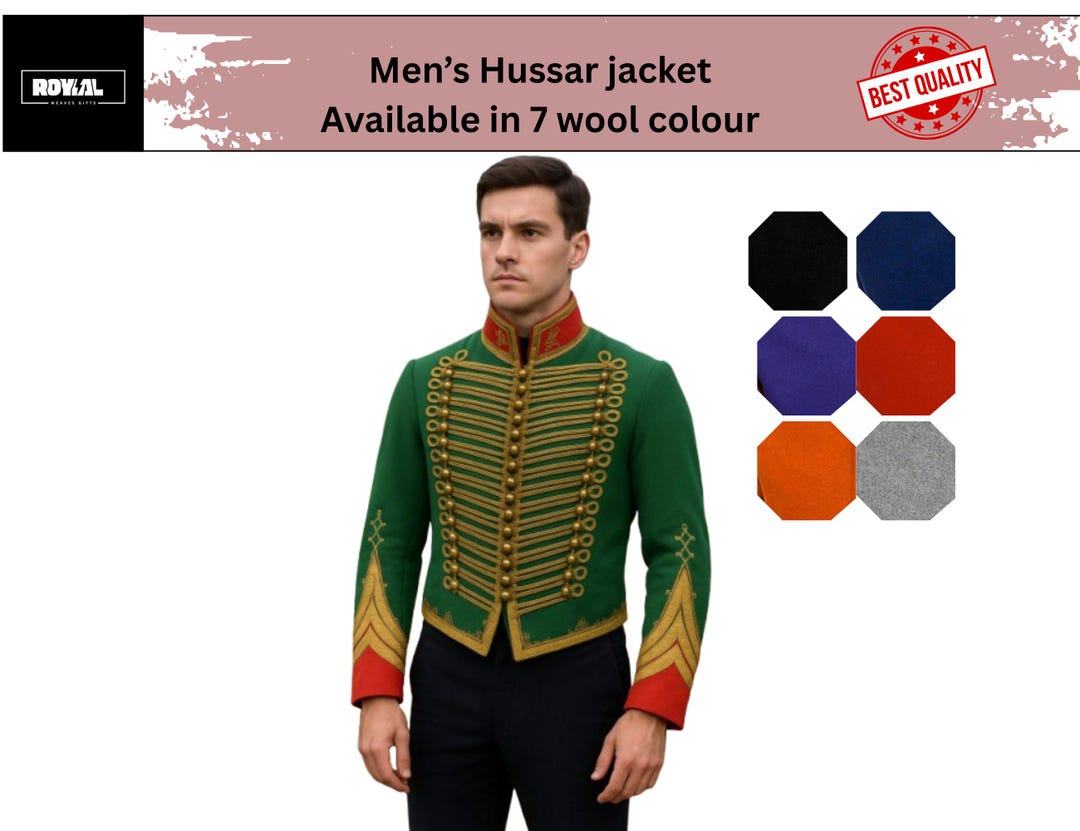 Men's Wool Hussar Jacket | Gold Braiding, Military Parade Uniform - Etsy