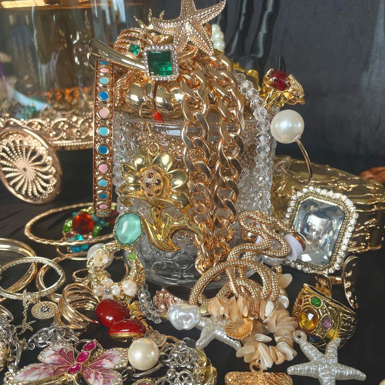 Vintage Mystery Jewelry Jar | Random Jewelry Blind Box Surprise | Rings ...