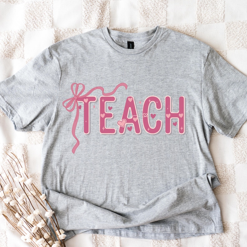 Teacher Valentines Day Shirt, Preppy Pink Teach Tee - Etsy