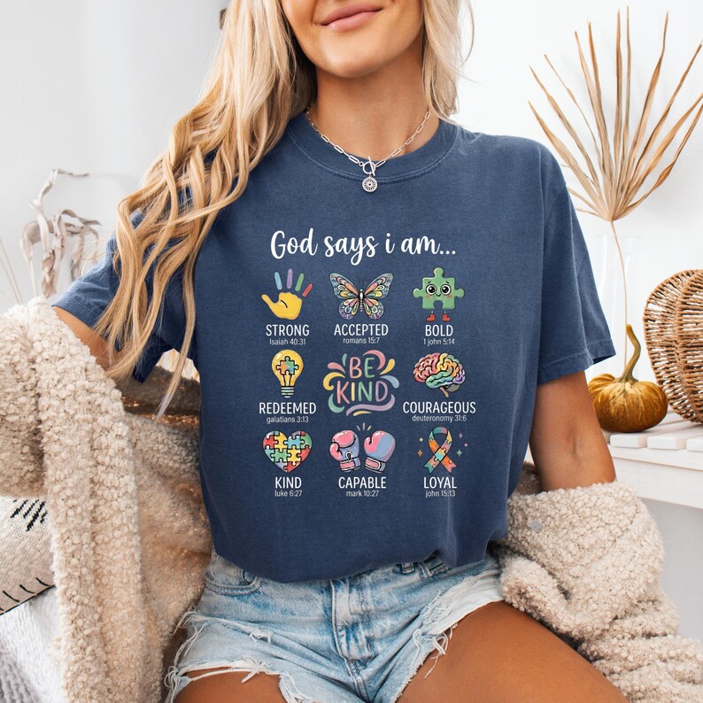 Autism Awareness Shirt, God Says I Am Christian Shirt, Bible Verse Tee ...