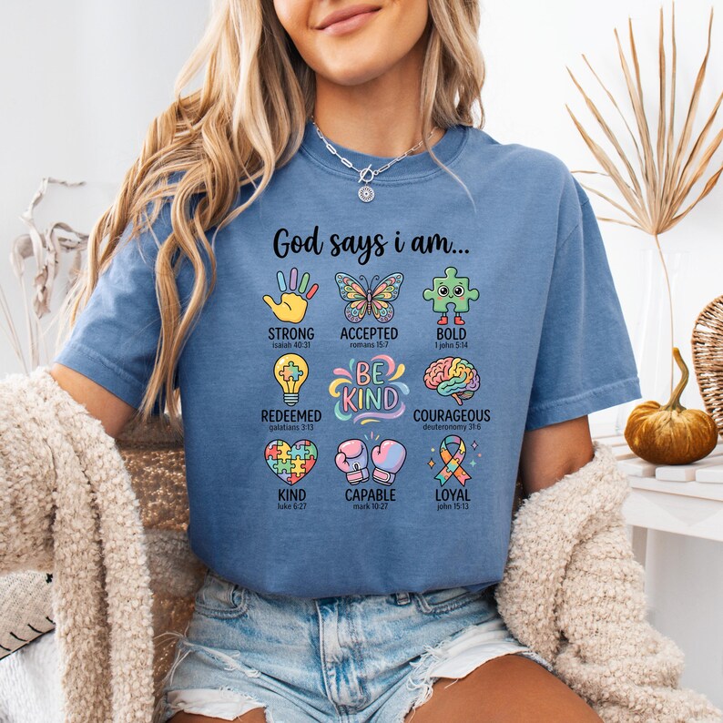 Autism Awareness Shirt, God Says I Am Christian Shirt, Bible Verse Tee ...