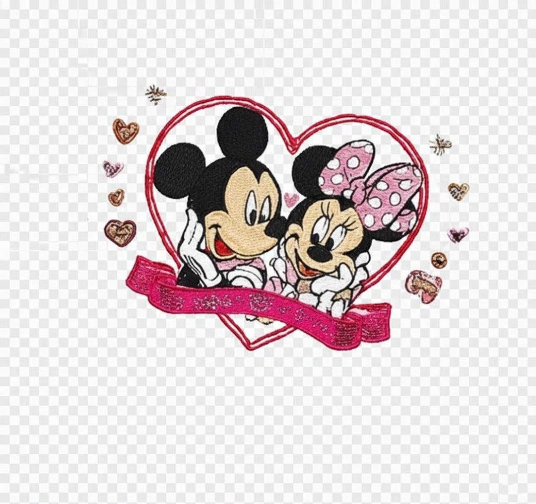 Cartoon Mouse Couple Embroidery Design, Love Heart Valentine Stitch ...