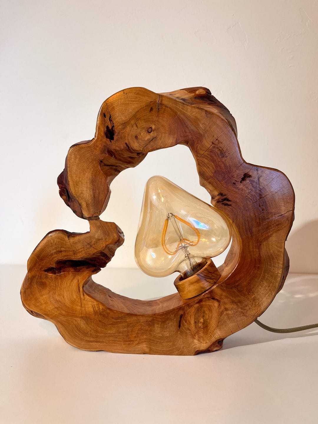 Handmade Olive Wood Table Lamp Made in Italy, Natural Wooden Table Lamp ...