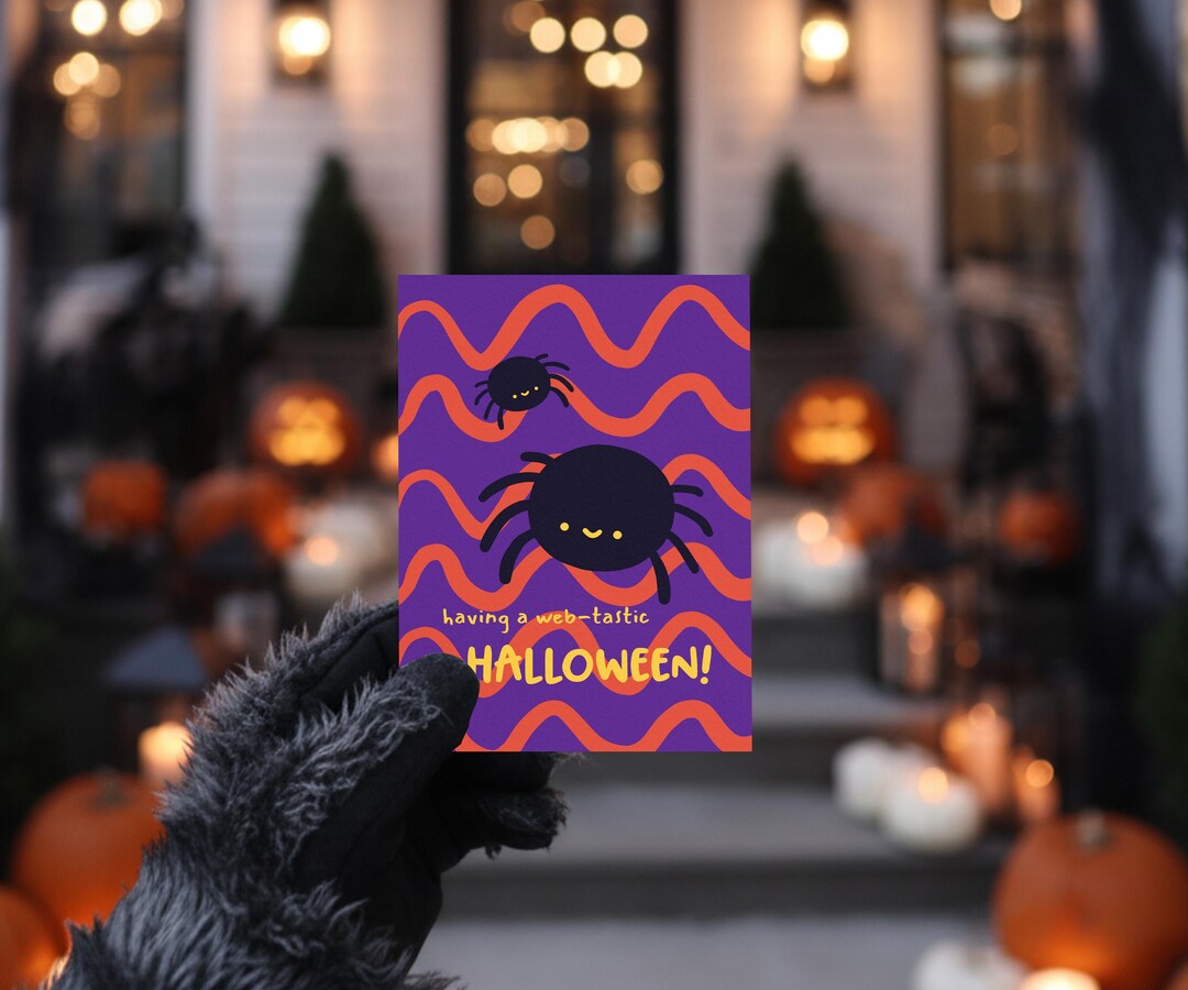 Cute Spider Halloween Card Printable | Funny Kids Halloween Card | 5x7 ...