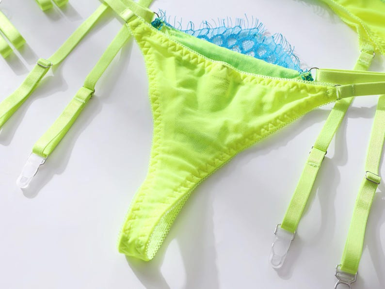 Grün und Blau Sexy Dessous mit Stickerei, Flora Bügel-BH, verstellbarer ...