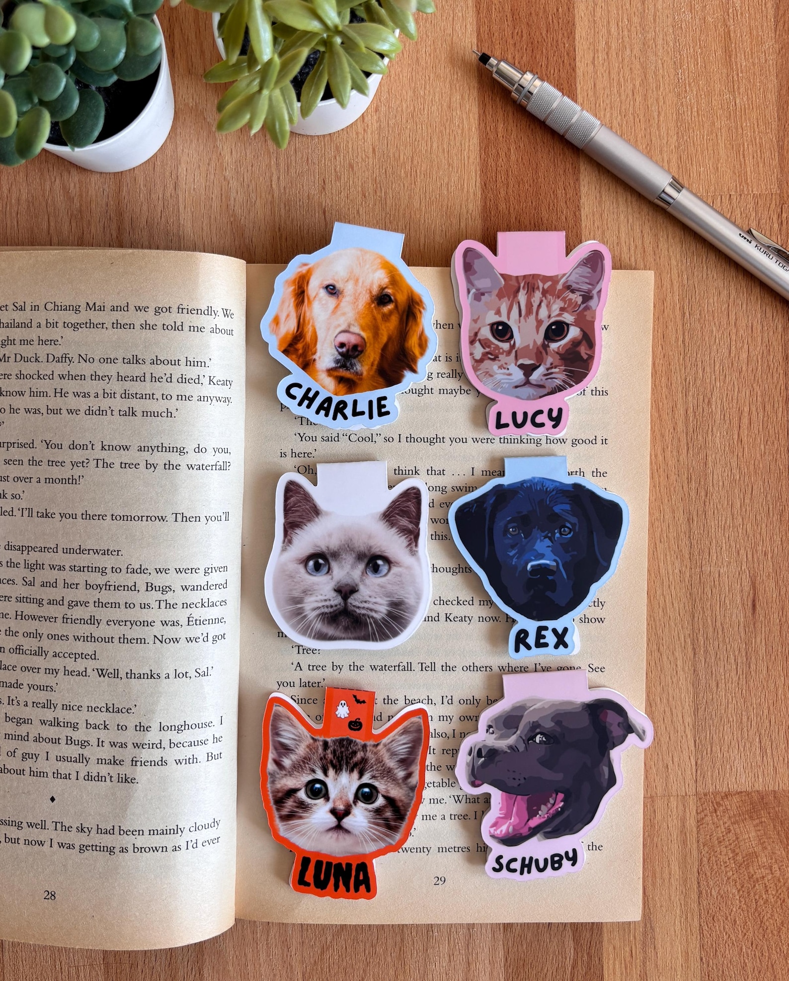 Personalized Pet Magnetic Bookmark Set of 4 – Custom Cat & Dog Photo ...