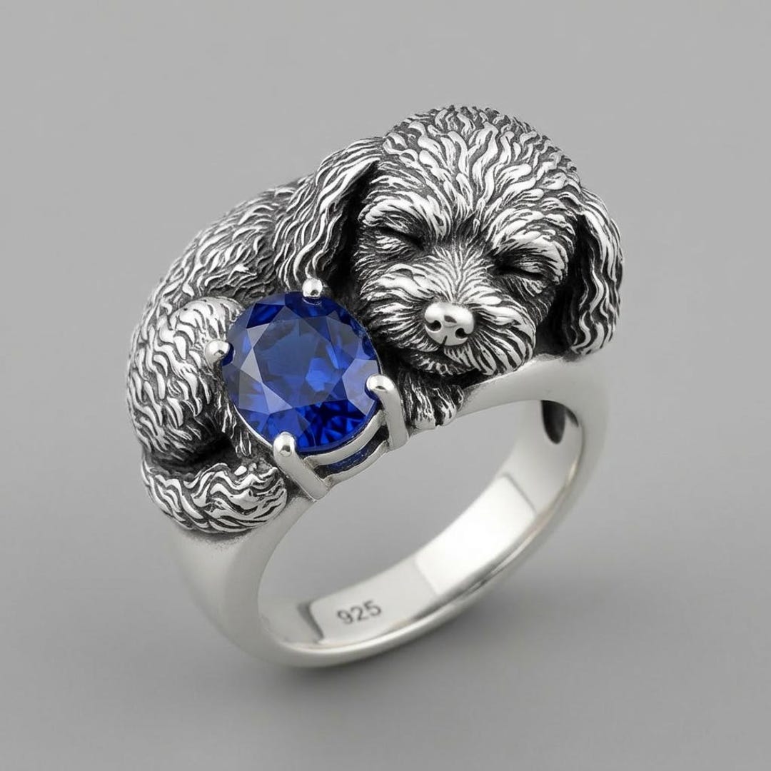 Sterling Silver Sleeping Poodle Ring – Handcrafted Dog Lover Jewelry - Etsy