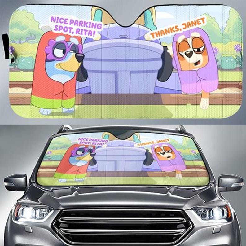 Bluey Car Sunshade, Bluey Grannies Janet and Rita, Windshield Sun Shade ...