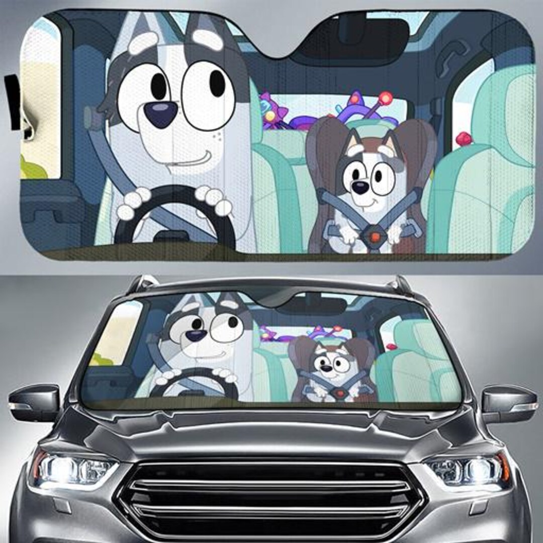 Bluey Family Car Sun Shade, Bluey and Bingo Muffin Heeler Bandit Heeler ...