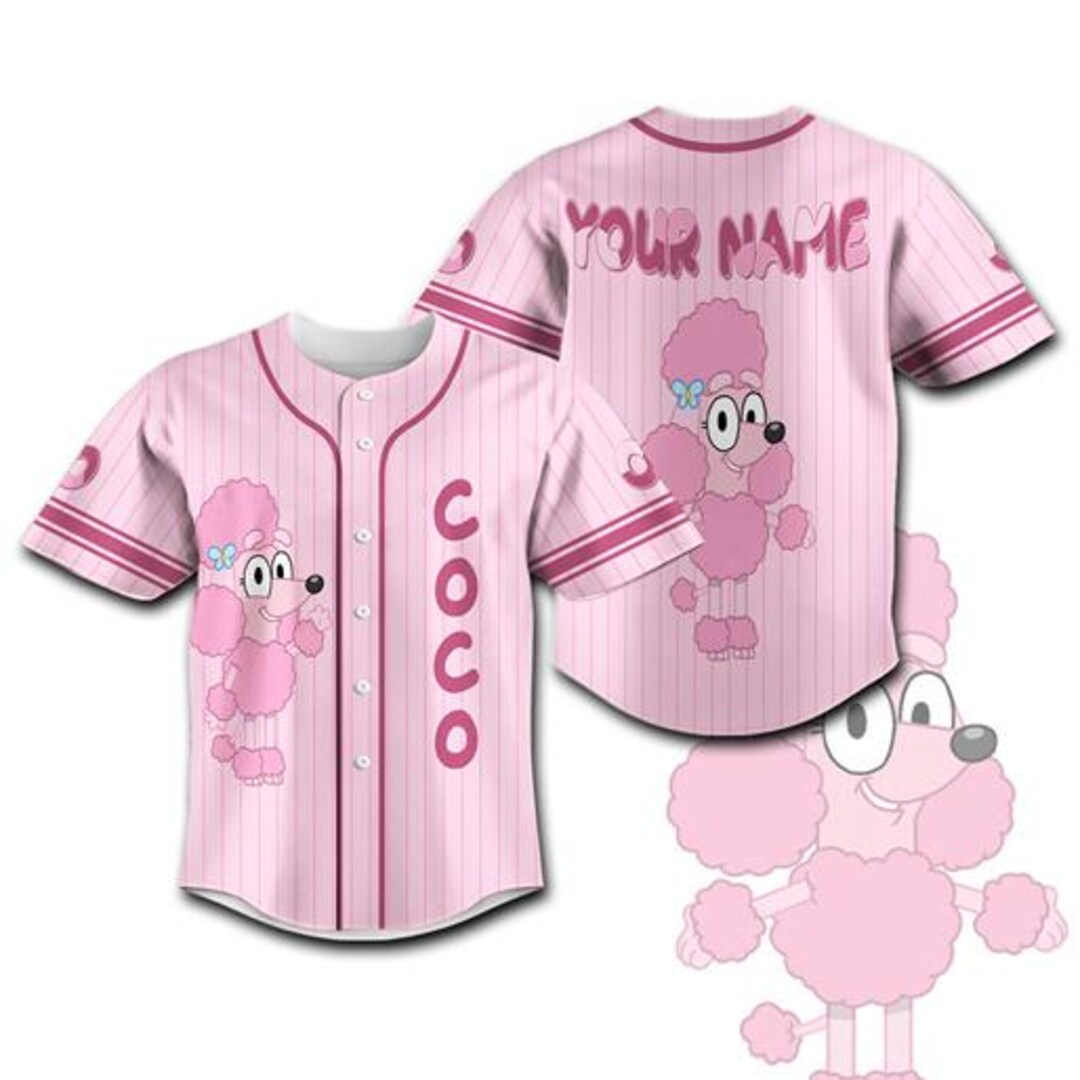 Personalized Bluey Coco Baseball Jersey, Custom Name & Number Shirt ...