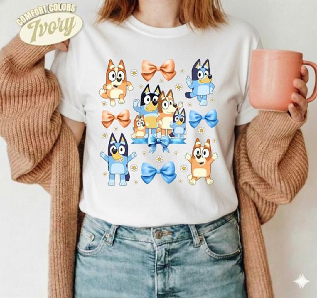 Comfort Colors Bluey Coquette Bows Shirt, Bluey Heeler Family Shirt ...