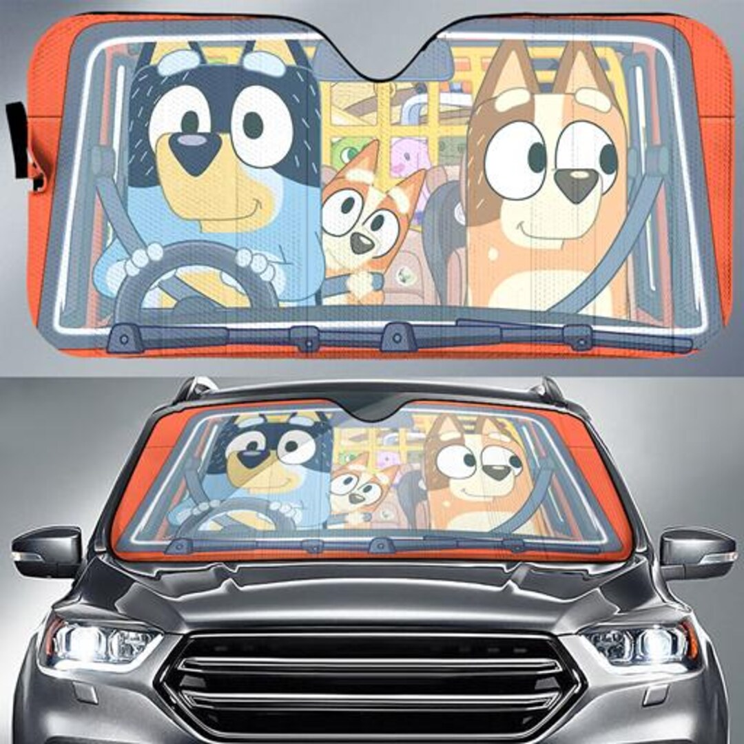 Bluey Family Sun Shade, Bluey Car Decoration, Bluey Auto Sun Shade ...