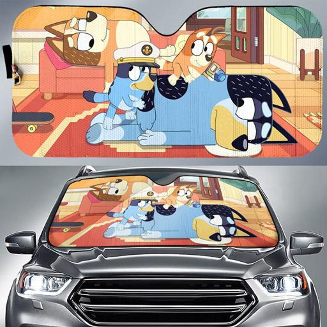 Bluey Family Sun Shade, Bluey Car Decoration, Bluey Auto Sun Shade ...