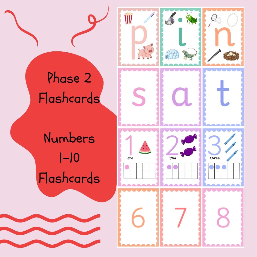 Printable Flashcards for Learning- Phase 2 Phonics Flashcards – Numbers ...