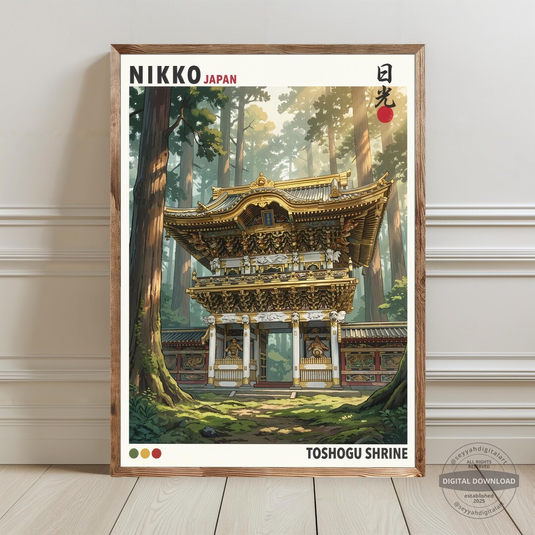 Nikko Japanese Poster, Toshogu Shrine Print, Vintage Travel Wall Art ...