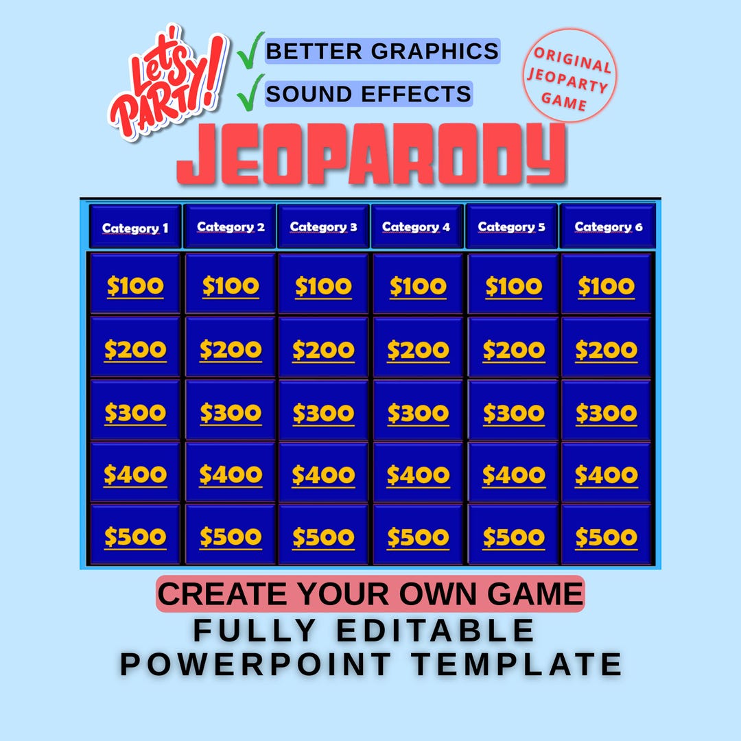 Editable Jeoparty Game, Jeopardy Game Powerpoint Template, Interactive ...