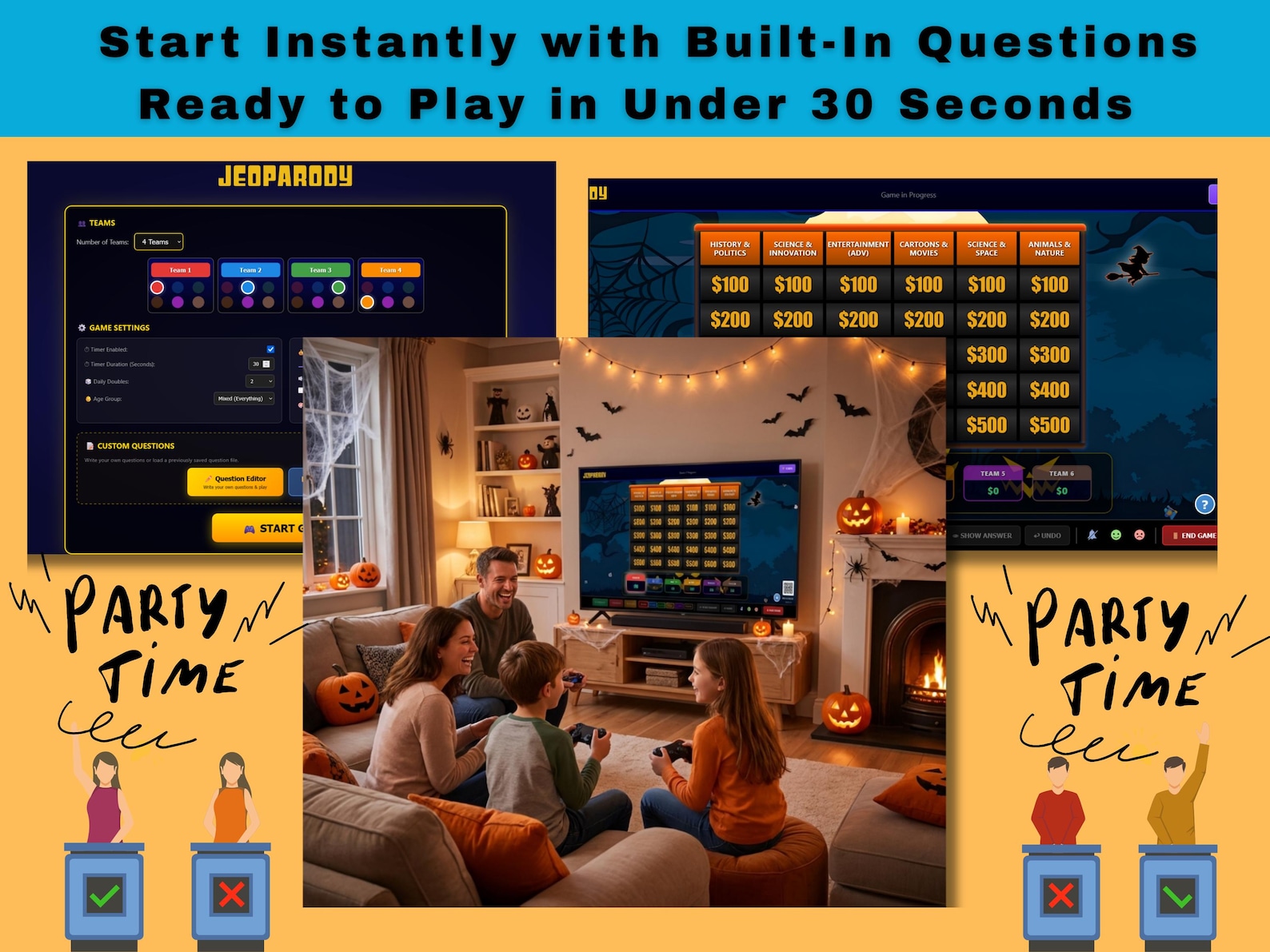 Interactive Jeoparty Game | Editable Quiz Template | No Powerpoint ...