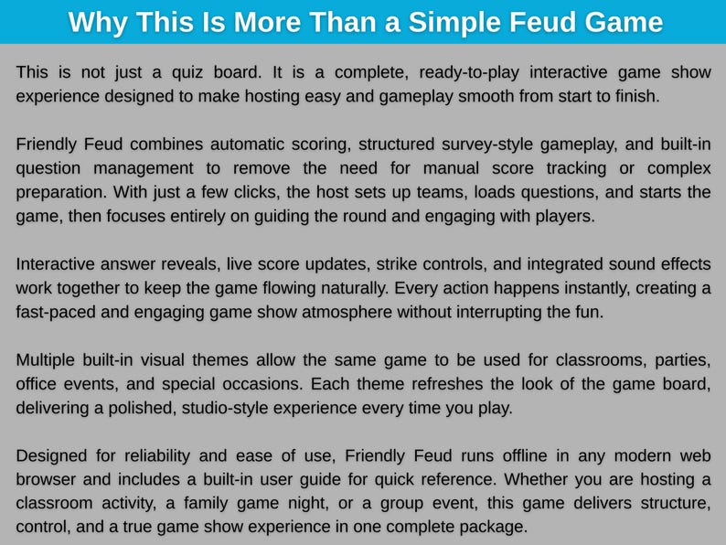 Customizable Friendly Feud Game | Ultimate Family Party Trivia Game ...