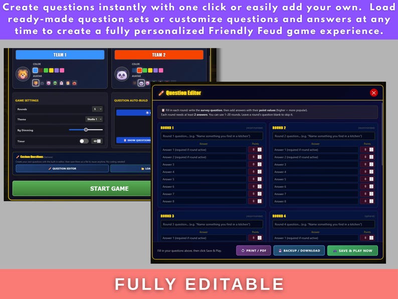Customizable Friendly Feud Game | Ultimate Family Party Trivia Game ...
