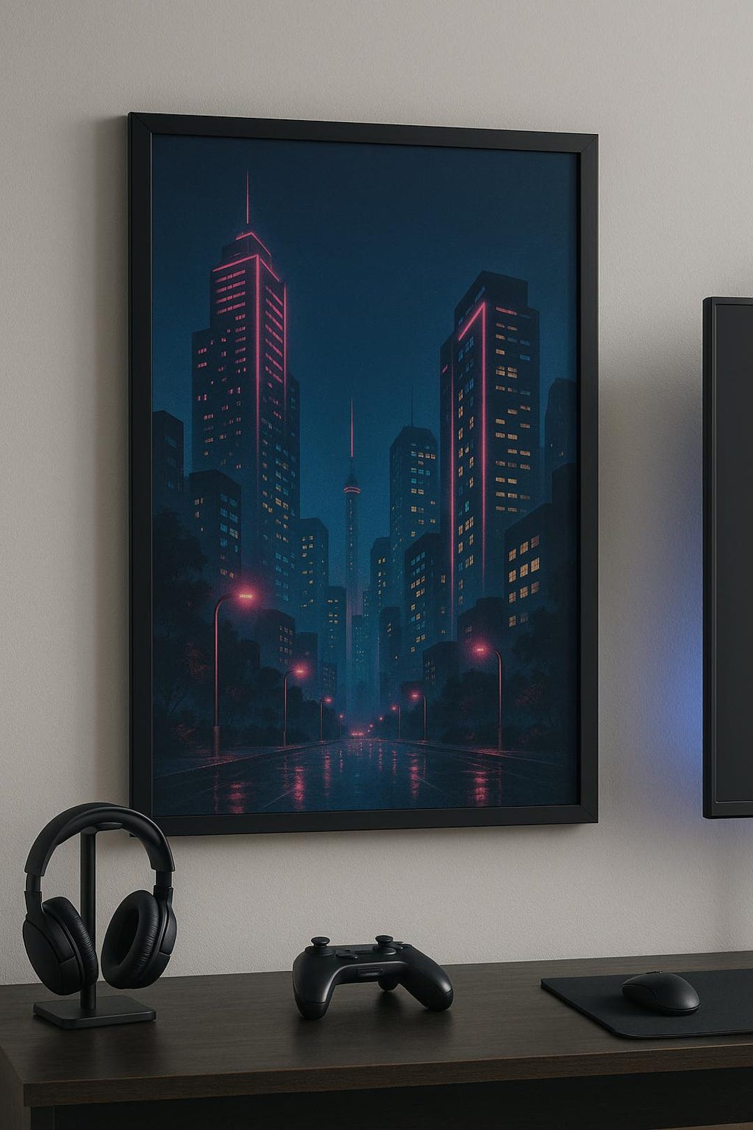 Neon Cityscape Print: Retro Futurism Glow Art (digital Download). - Etsy