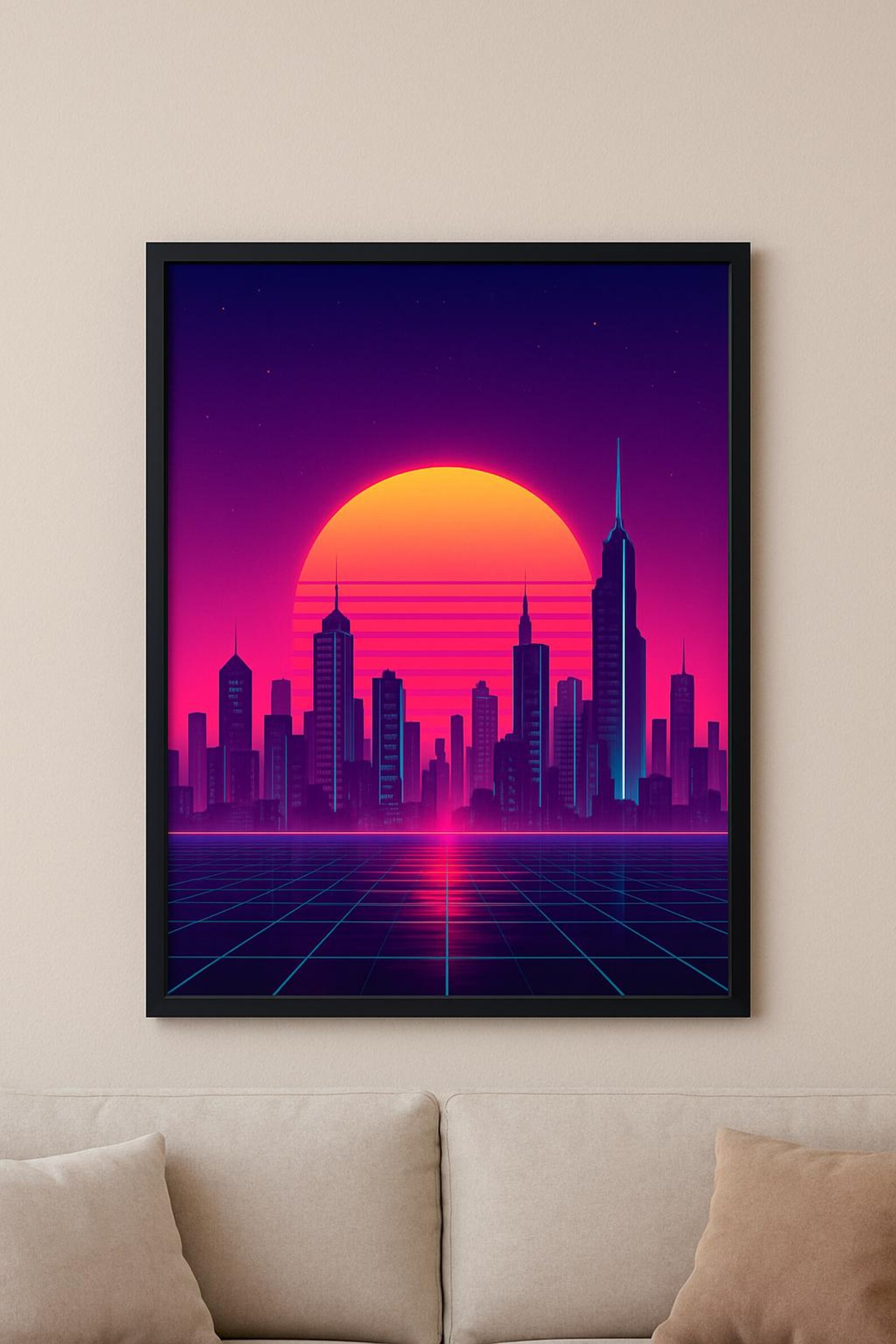 Synthwave Cityscape Print: Retro-futuristic Sci-fi Art (digital ...