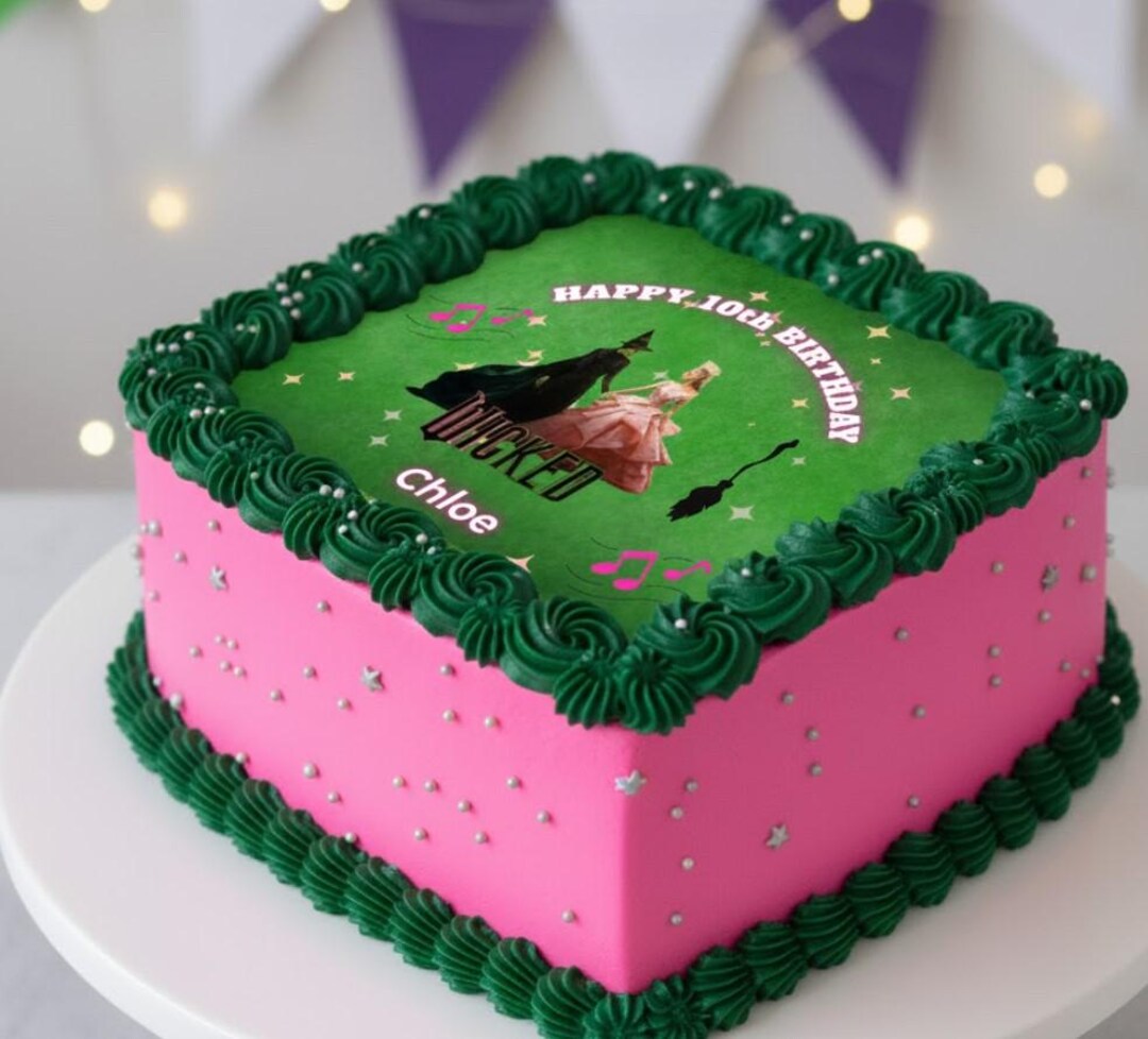 Wicked Cake Edible Topper Template – Elphaba & Glinda Edible Image ...