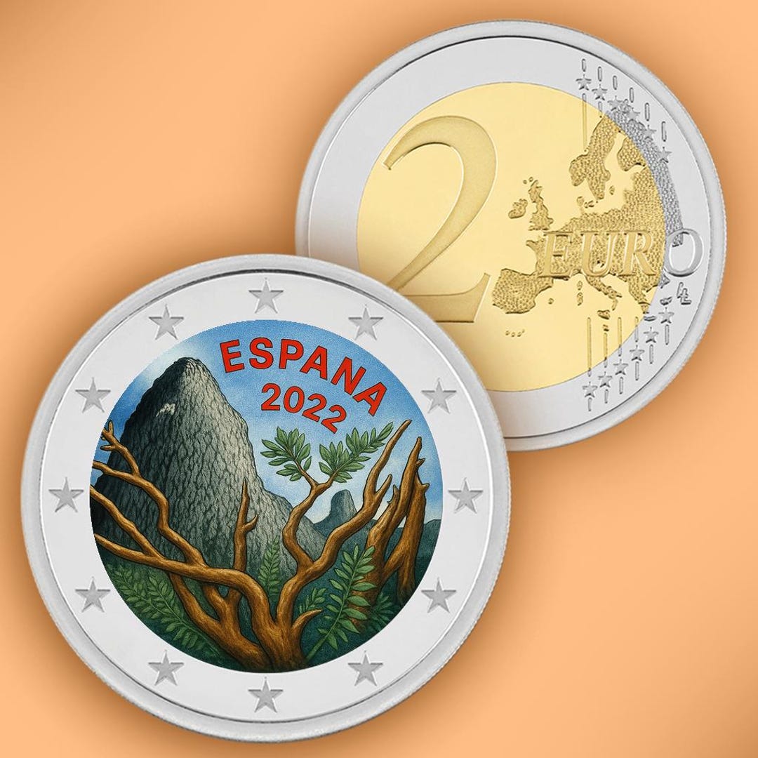España – 2022 – 2 Euro Colored Coin – Souvenir Coin Collectible - Etsy