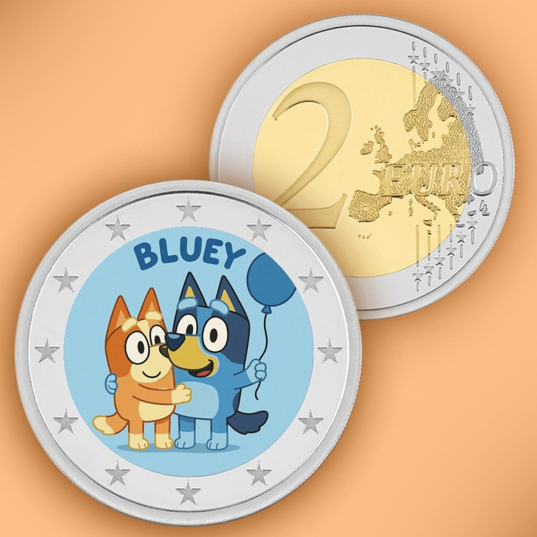 Bluey – 2 Euro Colored Coin – Cartoon Collectible Coin – Kids Gift ...