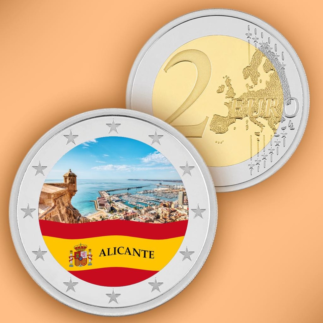 Alicante - Spain - 2 Euro Colored Collectible Coin Souvenir - Etsy