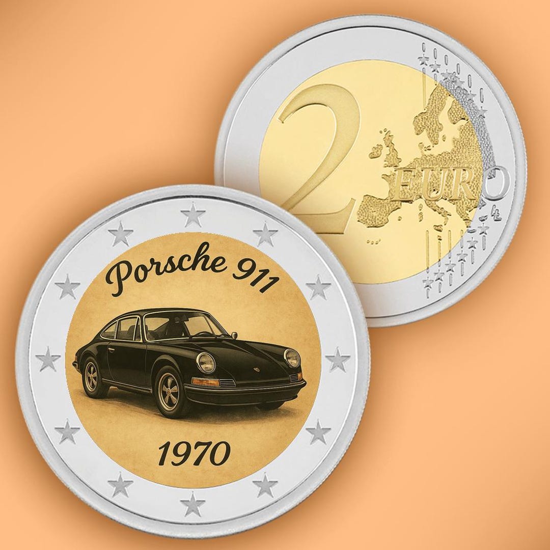 Porsche 911 – 1970 – 2 Euro Colored Coin – Souvenir Coin – Collectible ...