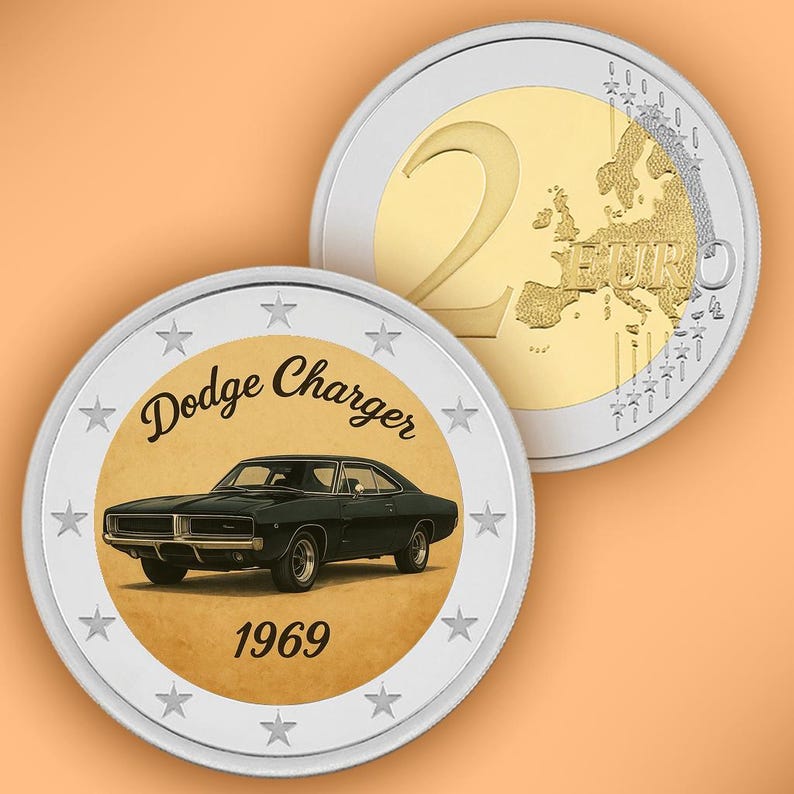 Dodge Charger 1969 – 2 Euro Colored Coin – Collectible Euro Coin - Etsy