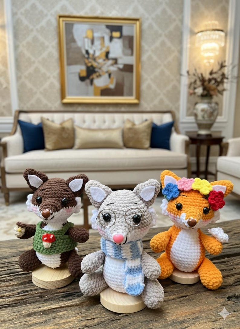 Woodland Critters Amigurumi PDF Pattern, Fox Friends With Accessories ...