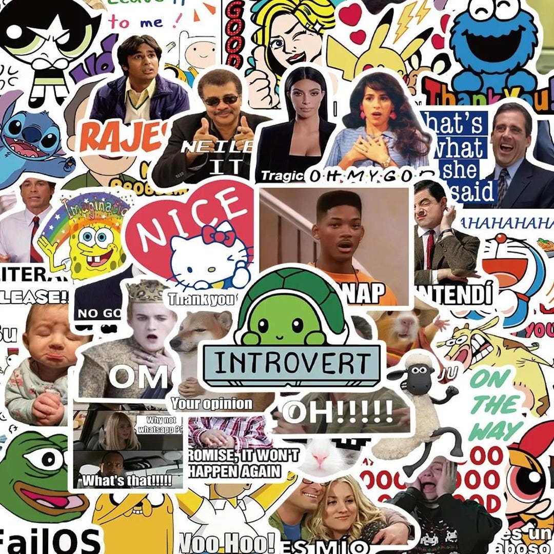 50/100PCS Funny Meme Stickers Pack, Waterproof Graffiti Decals for ...