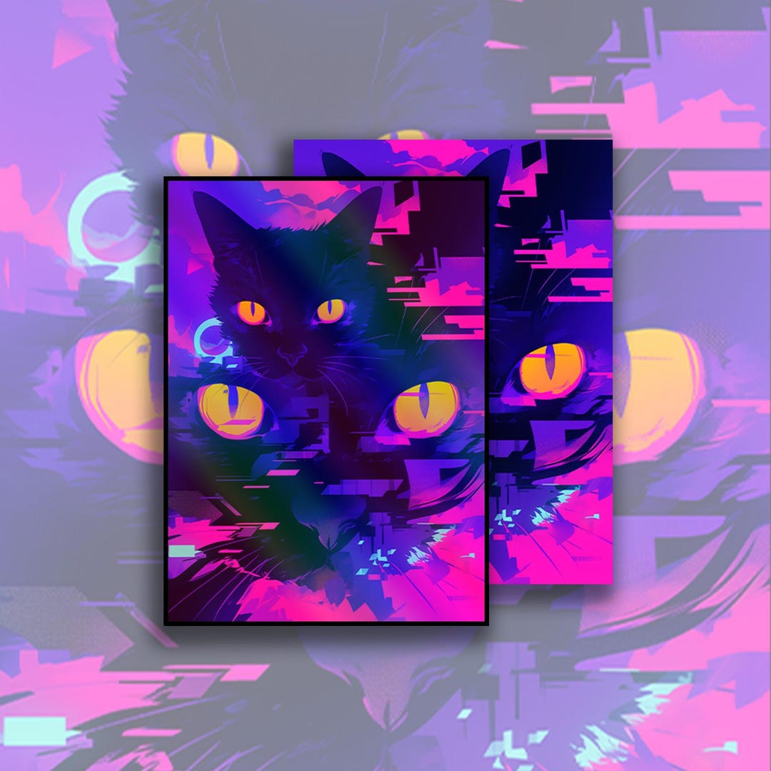 Neon Black Cat | MTG/TCG Card Sleeves | Matte/foil - Etsy