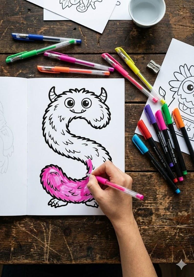 Monster Alphabet Coloring Book Printable, Cute Creatures A-Z PDF ...