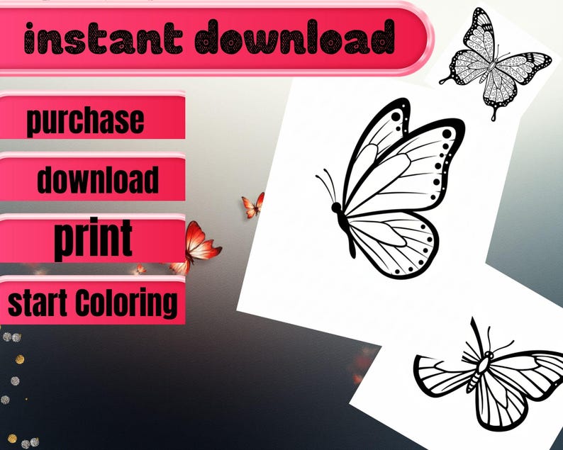 Butterfly Coloring Pages, 35 Unique Designs (digital Download) - Etsy