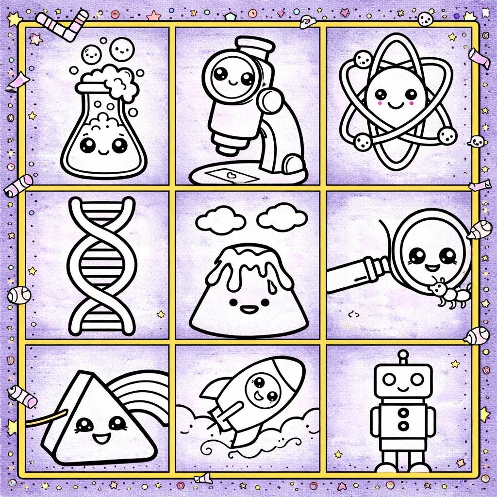 Kawaii Science Coloring Book, STEM Toddler Activities (PDF) - Etsy