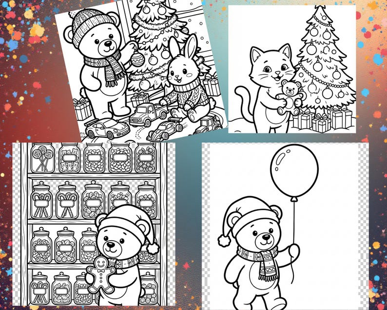 Teddy Bear Winter Coloring Book Printable PDF, 20 Cute Winter Scenes ...