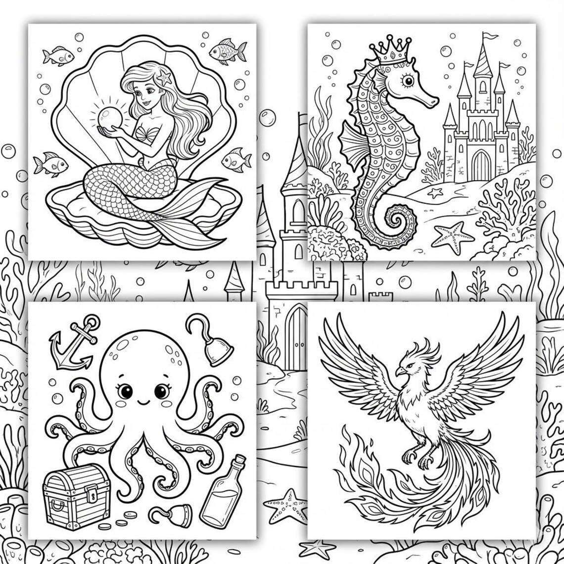 Magical Creatures Coloring Book, 26 Bold Line Art Pages, Printable PDF ...