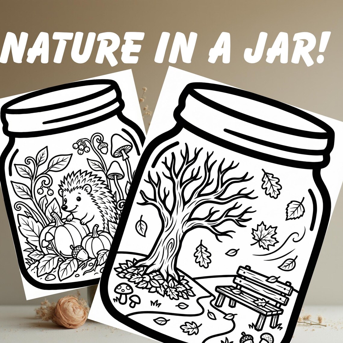 4 Seasons in Mason Jars Coloring Book, Nature Scenes (PDF Pattern) - Etsy
